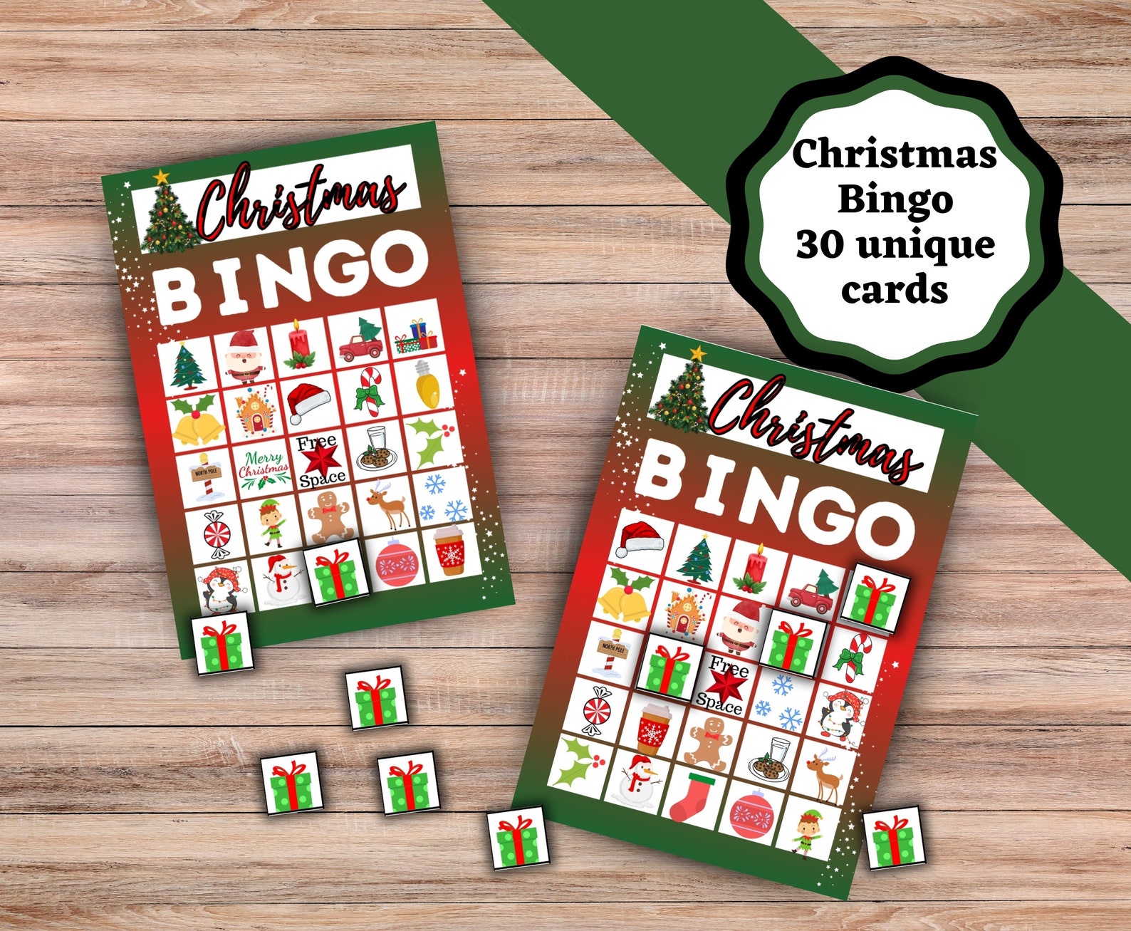 Printable Christmas Bingo Cards, Fun Christmas Bingo Game. Christmas ...