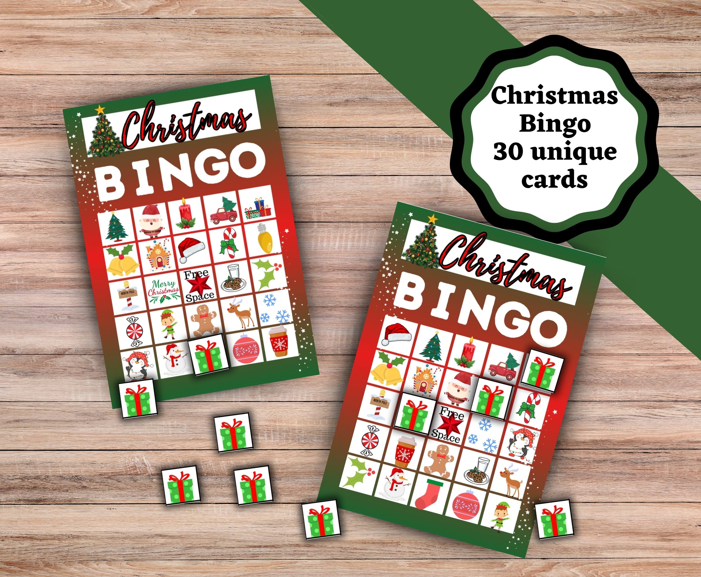 Printable Christmas Bingo Cards, Fun Christmas Bingo Game. Christmas ...