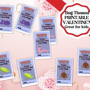 Bug Themed Printable Valentines Day Cards for Kids. Love Bug Cards ...