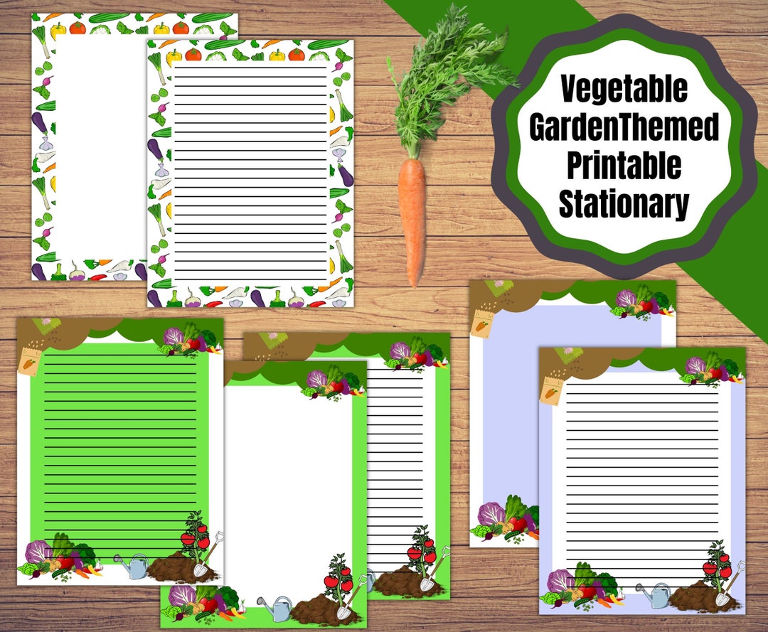 Printable Garden Themed Stationary, 7 Pages Lined and Unlined Garden ...