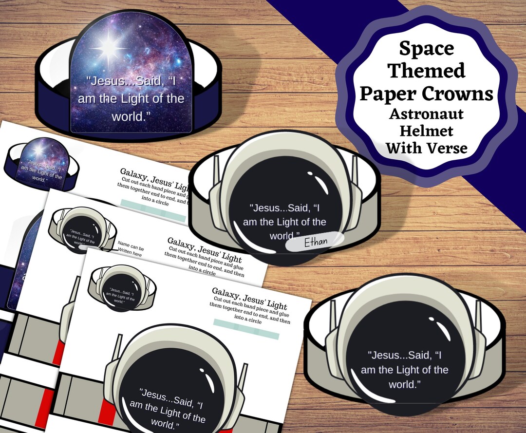 Printable Astronaut and Galaxy or Steller Themed Paper Crowns. VBS or ...