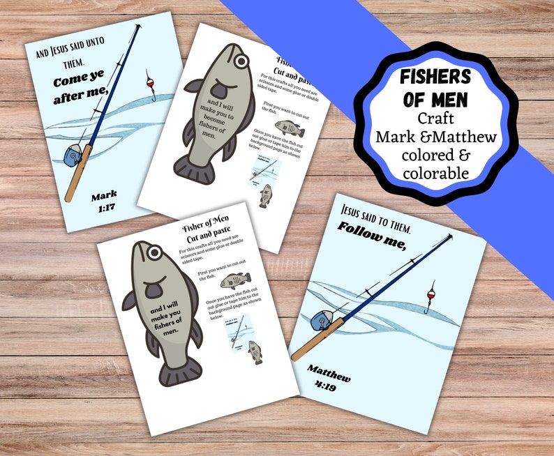 Printable Fishers of Men Bible Craft. Versions for Matthew and Mark in ...