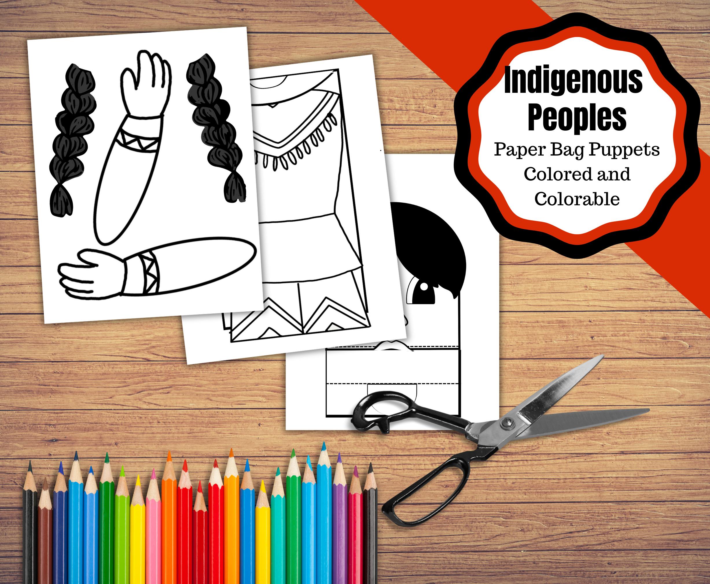 Indigenous People Paper Bag Puppets, Native American Paper Bag Puppets ...