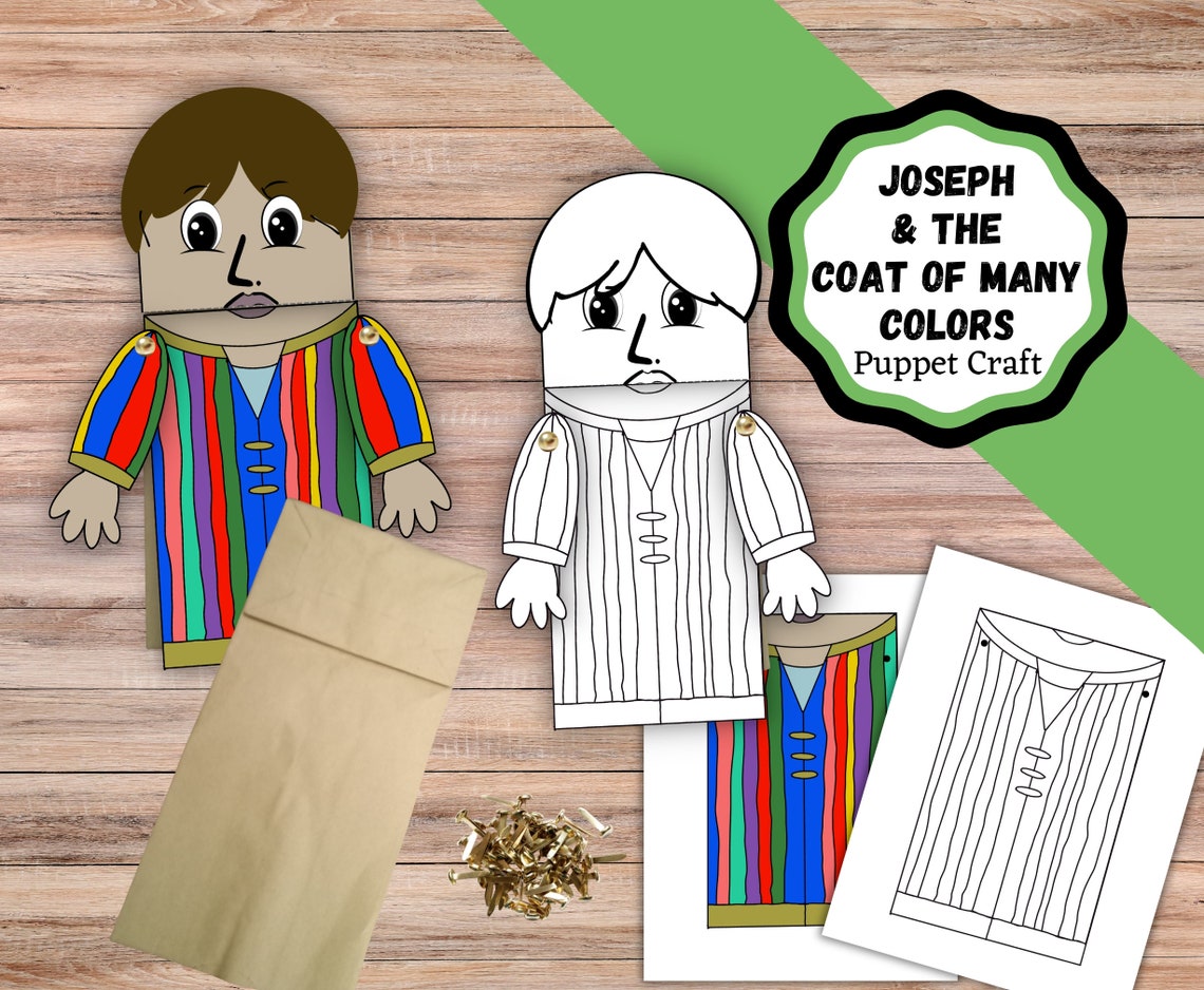 Printable Joseph and the Coat of Many Colors Paper Bag Puppet. Joseph ...