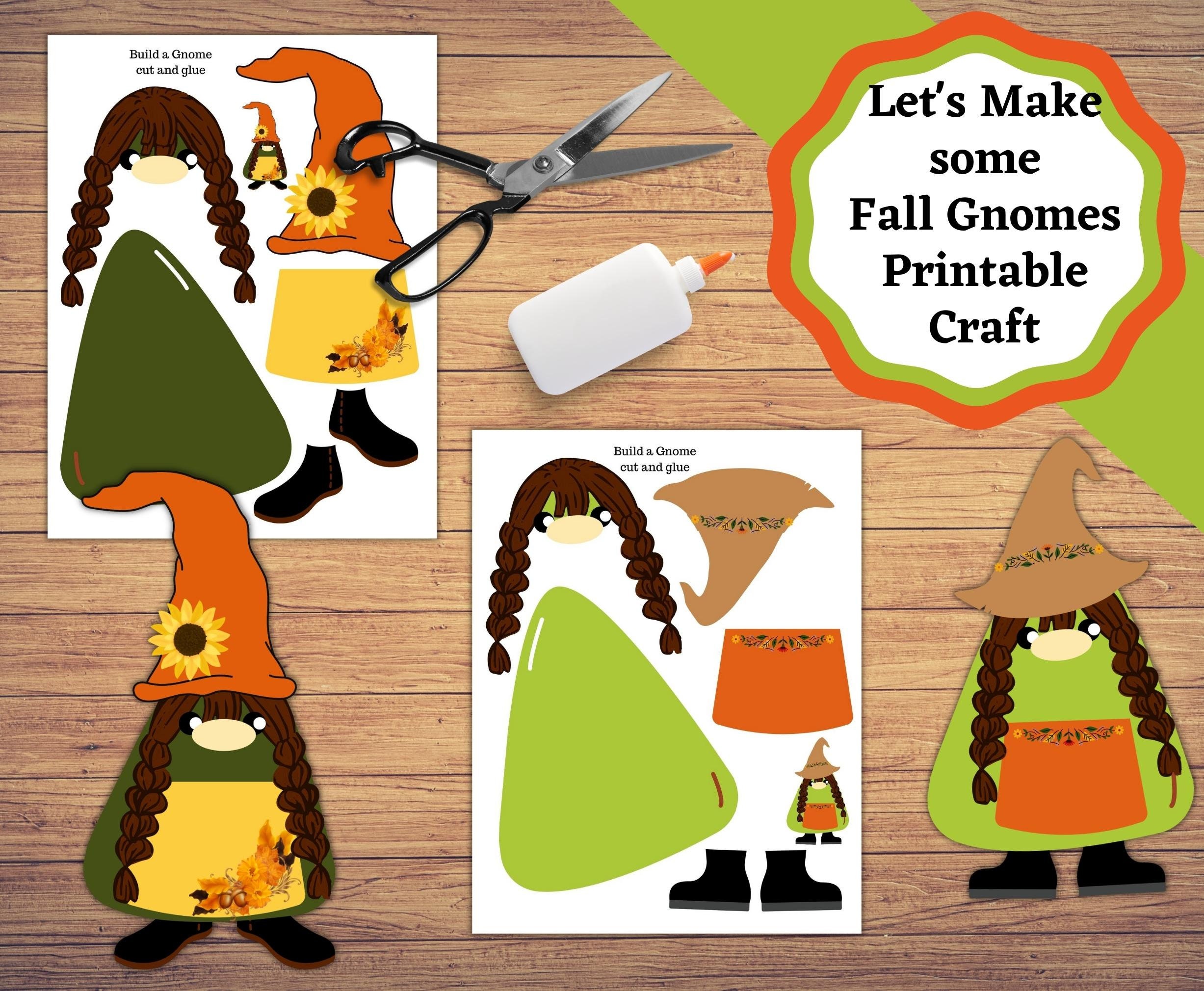 Make a Gnome Printable Craft, Fall Gnome Decoration, Gnome Crafts, Cut ...