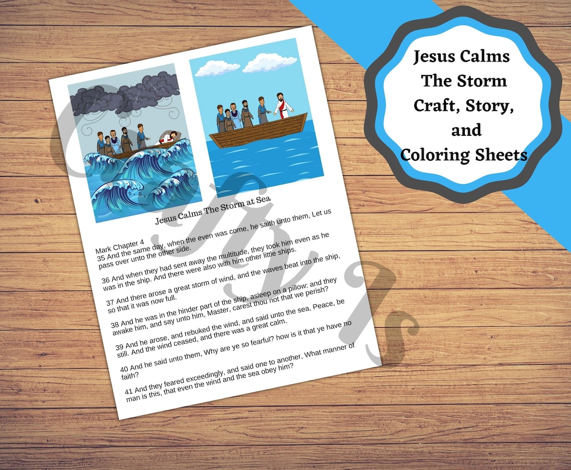 Jesus Calms the Storm, Printable Craft, Story Sheet and Coloring Pages ...