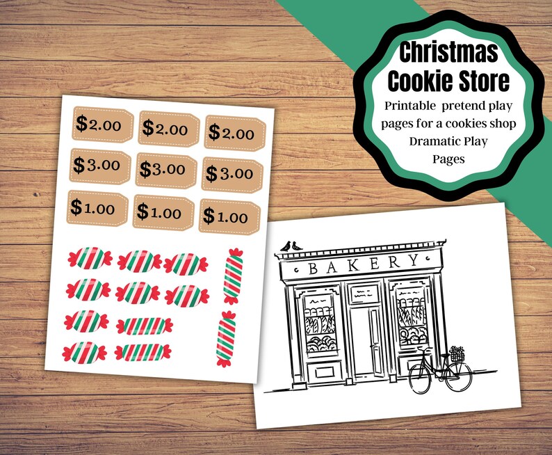 Printable Pages for a Pretend Play Christmas Cookie Shop. Dramatic ...
