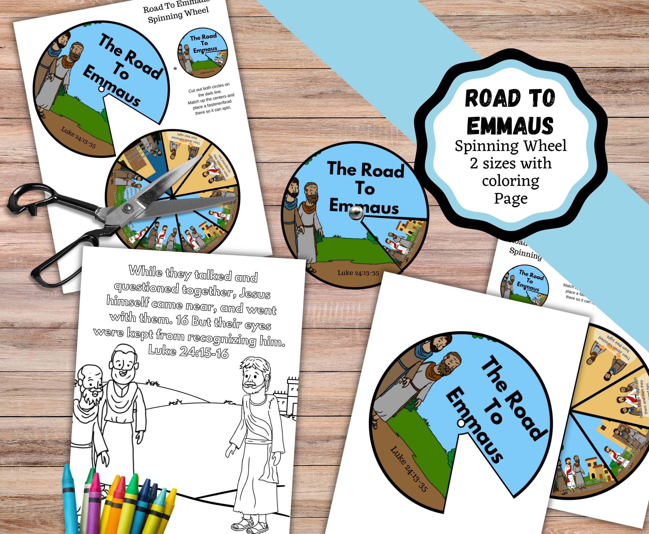 Road to Emmaus Printable Kids Bible Craft. Bible Spinning Wheel Craft ...