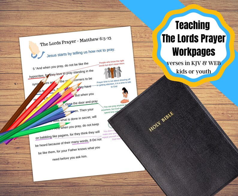 Printable Work Pages for Teaching the Lords Prayer to Kids and Youth ...