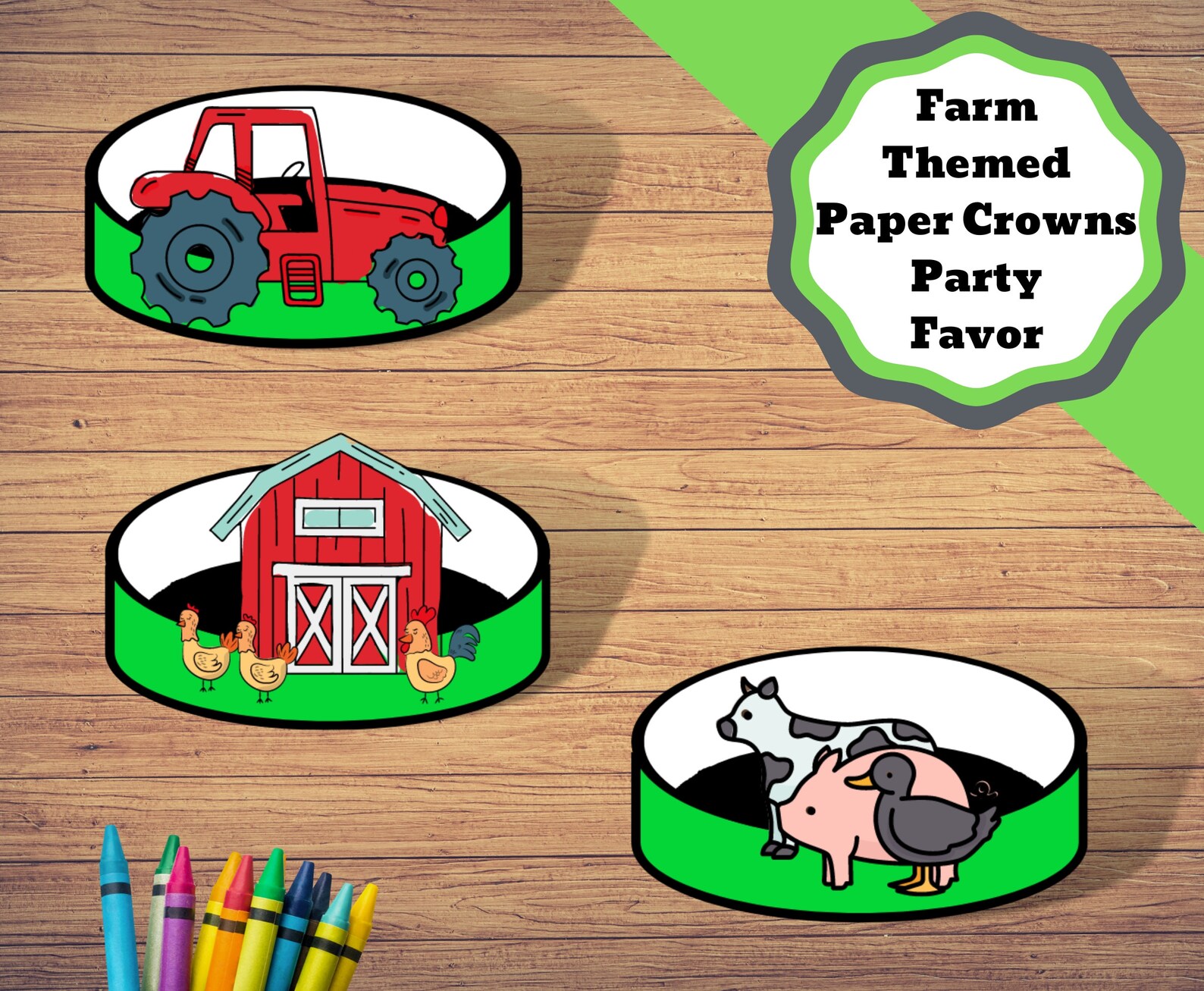 Printable Paper Crowns, Farm Themed Paper Crowns/ Paper Hats/ Party ...