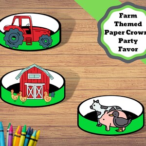 Printable Paper Crowns, Farm Themed Paper Crowns/ Paper Hats/ Party ...