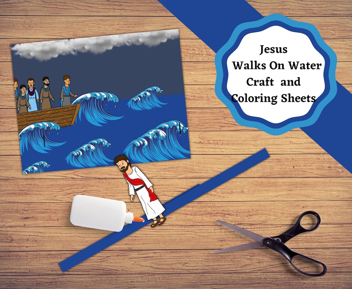 Jesus Walks on Water Moving Bible Story Craft, Printable Jesus Activity ...
