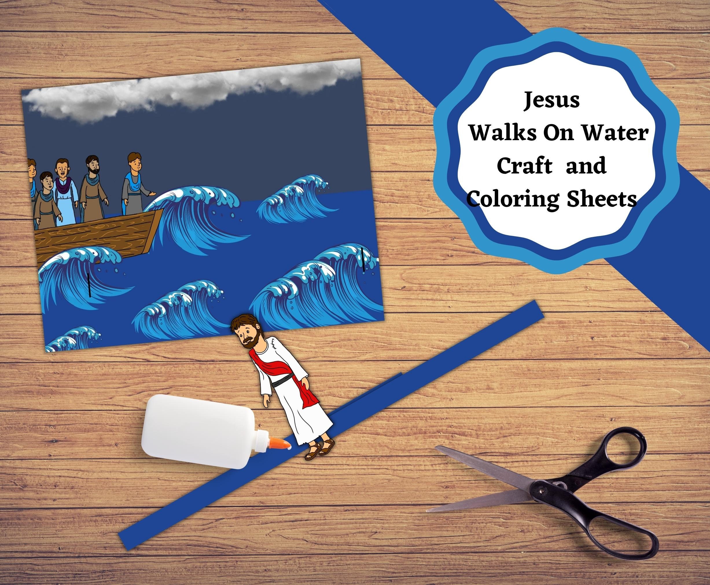 Jesus Walks on Water Moving Bible Story Craft, Printable Jesus Activity ...