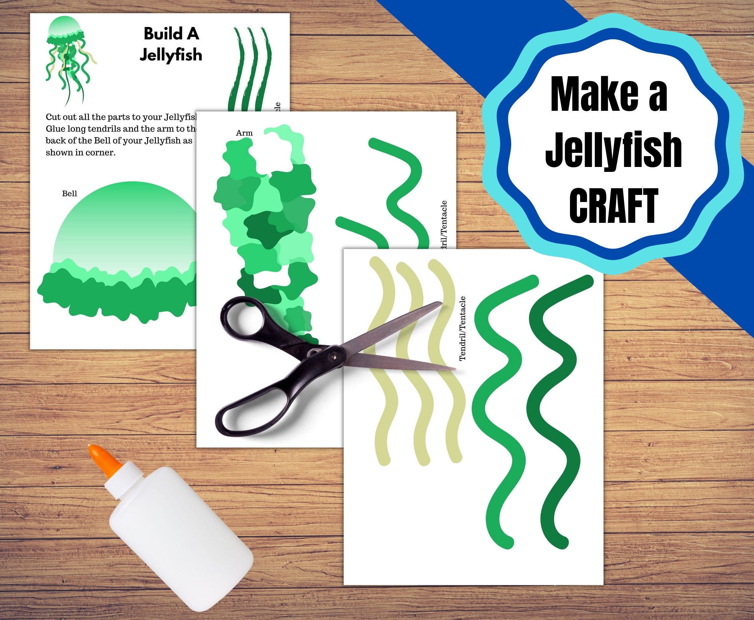 Printable Jellyfish Kids Craft. Three Colored Jellyfish to Cut Out and ...
