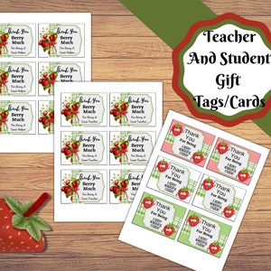 Printable Strawberry Themed Gift Box and Gift Cards for Teacher ...