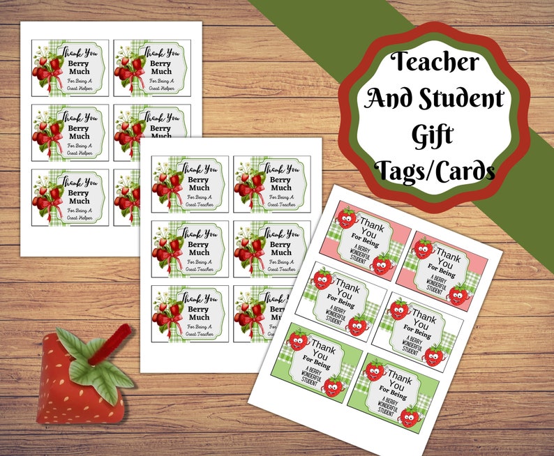 Printable Strawberry Themed Gift Box and Gift Cards for Teacher ...