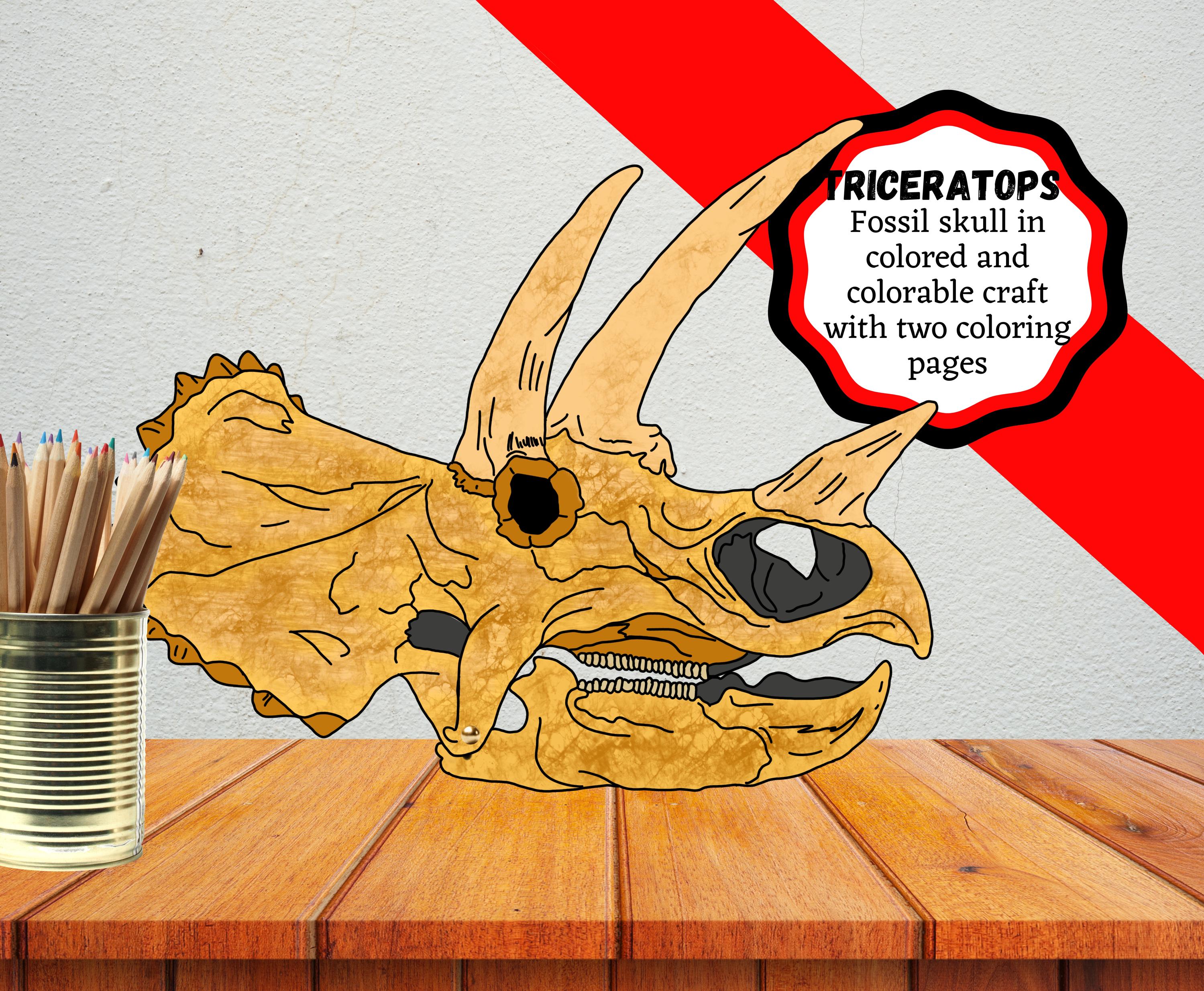 Printable Triceratops Skull With Moving Jaw. Triceratops Coloring Pages ...