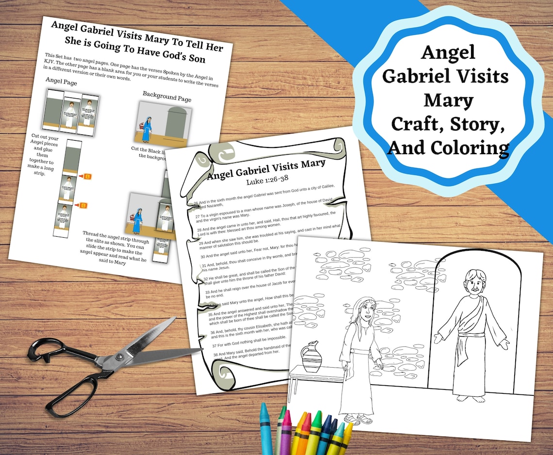 An Angel Visits Mary, Printable Birth of Christ, Mary Being Visited by ...