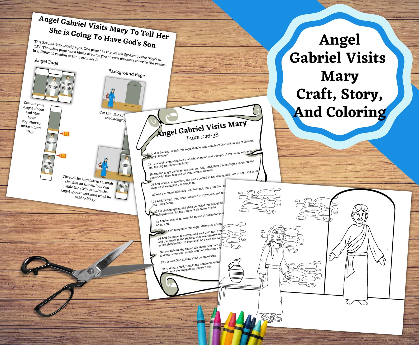 An Angel Visits Mary, Printable Birth of Christ, Mary Being Visited by ...