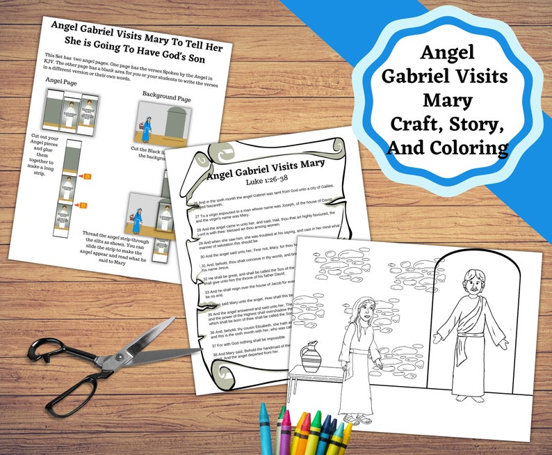 An Angel Visits Mary, Printable Birth of Christ, Mary Being Visited by ...