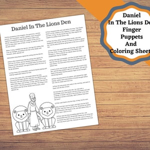 Daniel in the Lions Den, Printable Finger Puppets and Coloring Sheet ...