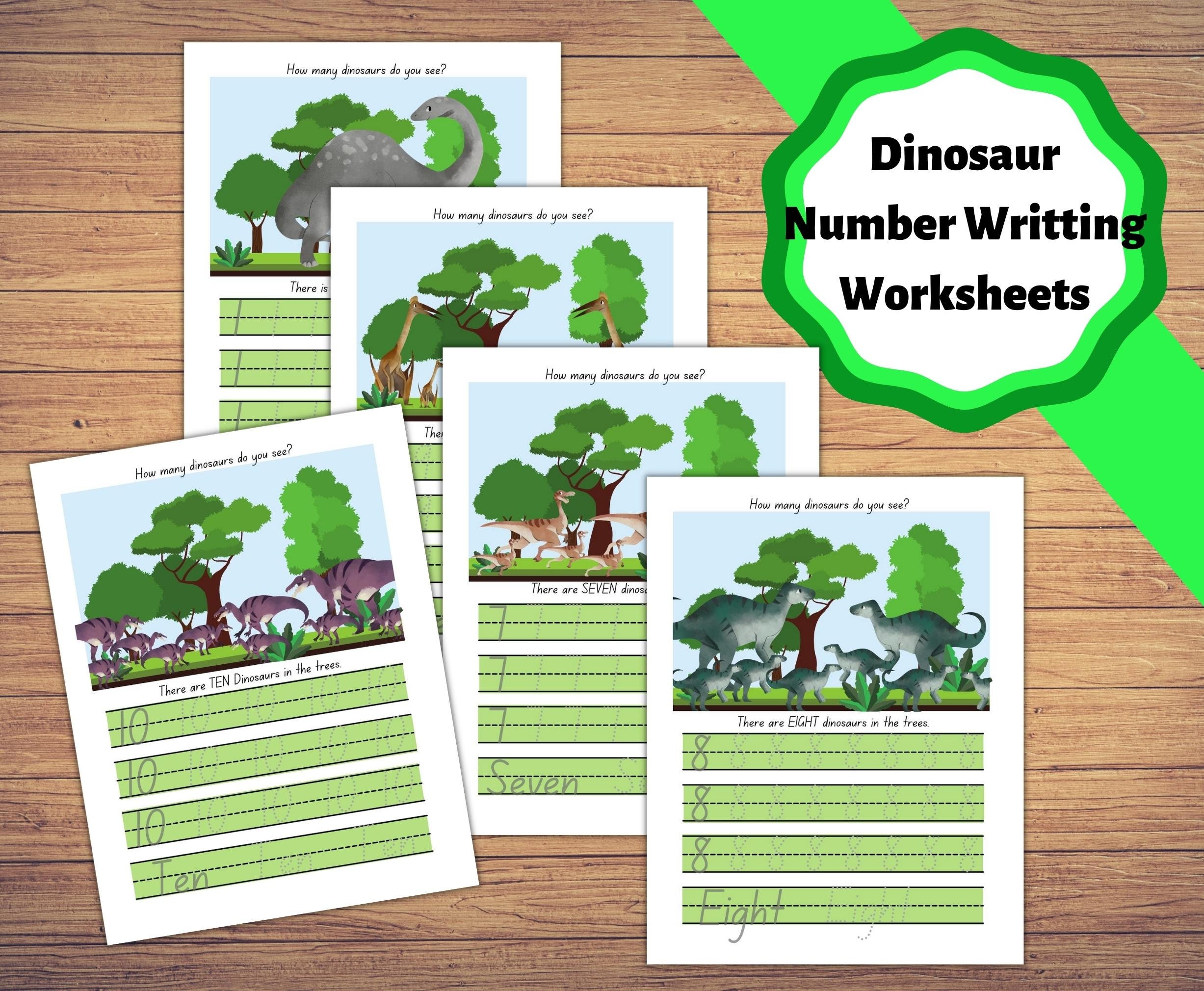 Dinosaur Themed Printable Number Writing Practice Pages, Numbers 0-10 ...