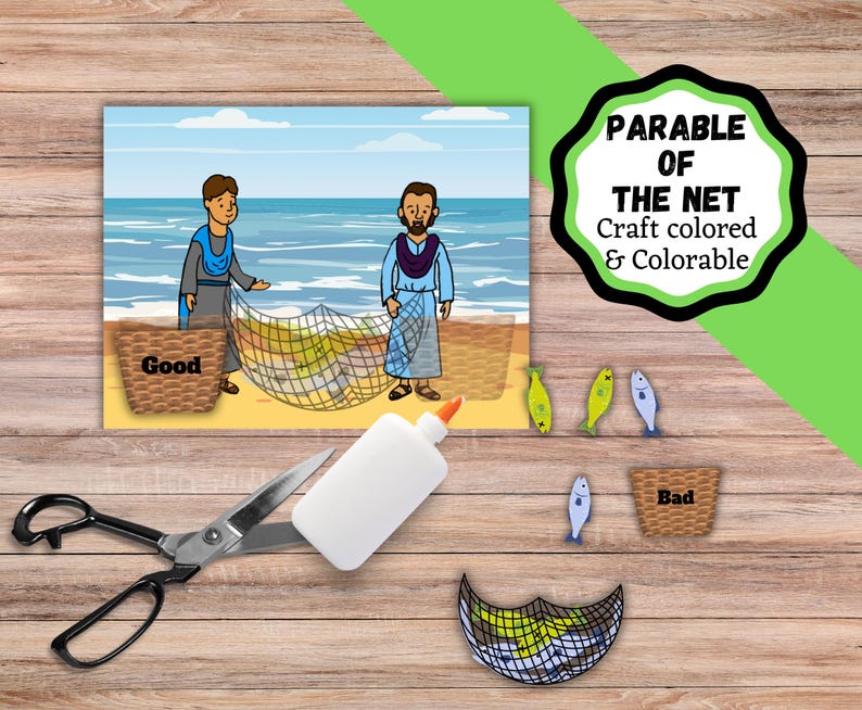 Parable of the Net Bible Craft With Scripture Page and Coloring/maze ...
