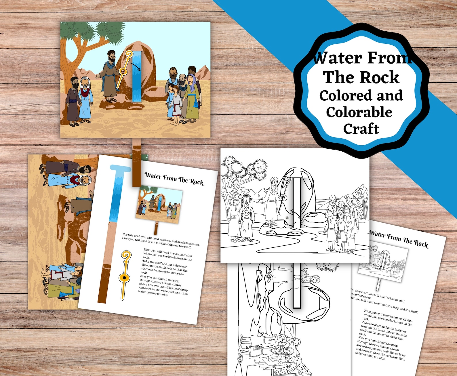Printable Water From the Rock Bible Story Craft. Moses and the ...