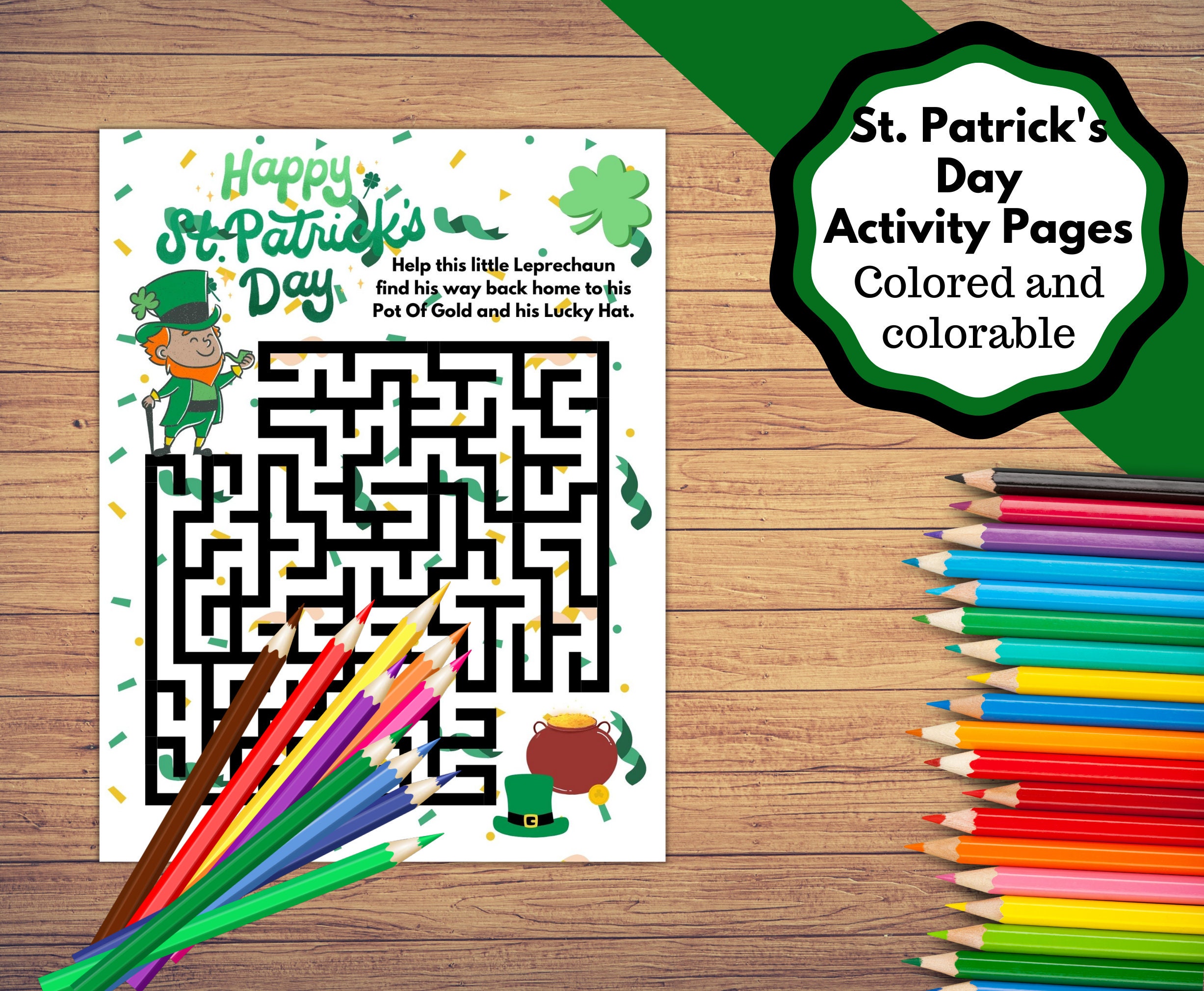 Printable St. Patrick's Day, Activity Pages. Coloring Pages With Games ...