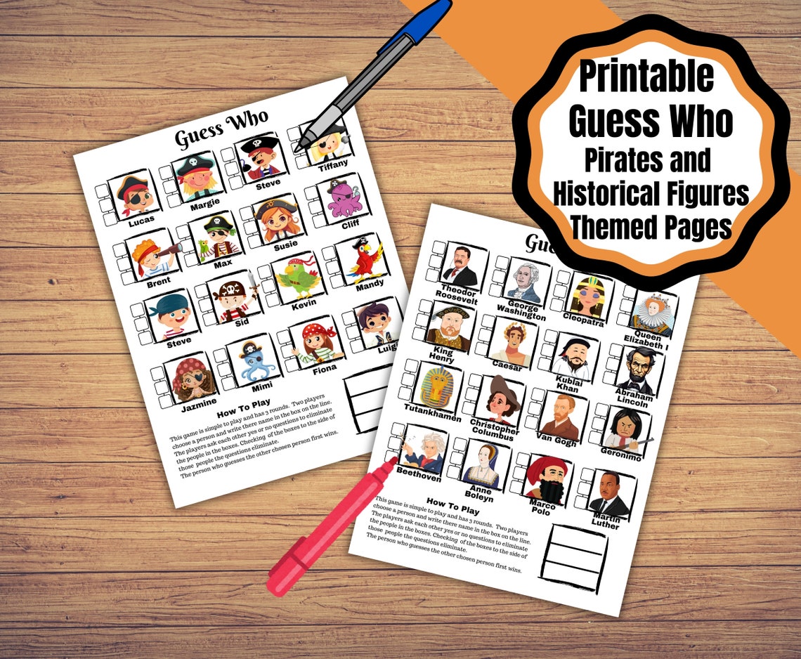 Printable Guess Who Game Pages. Guess Who Pirate and Historical People ...