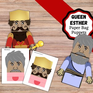 Printable Paper Bag Puppets for Esther, Bible Story Book of Esther ...