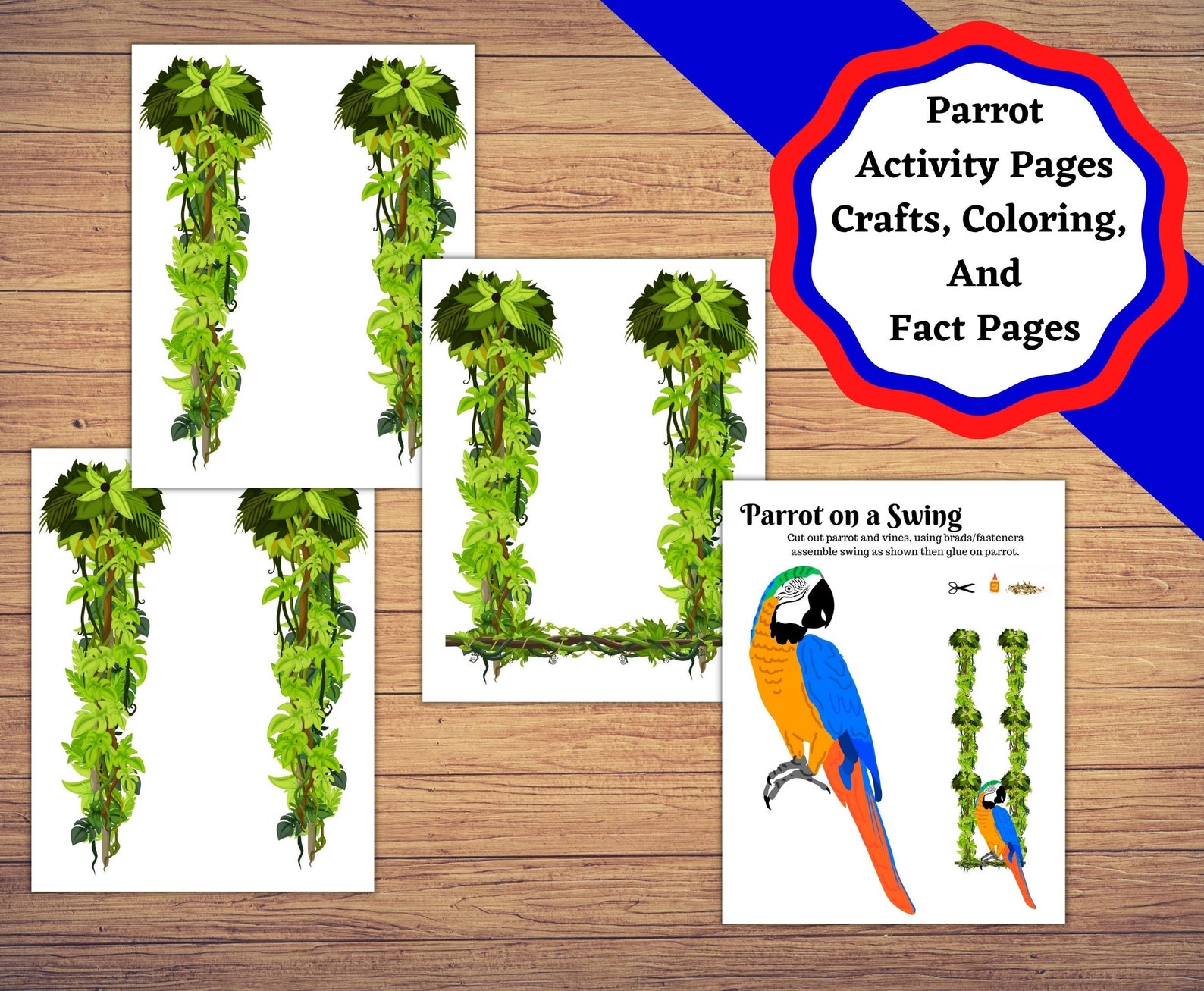 Printable Parrot Educational Crafts and Activity Pages. Parrot Decor ...