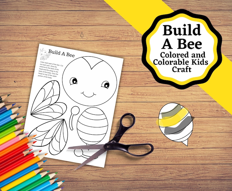 Build a Bee. Kids Printable Kids Craft for Making or Building a Cute ...