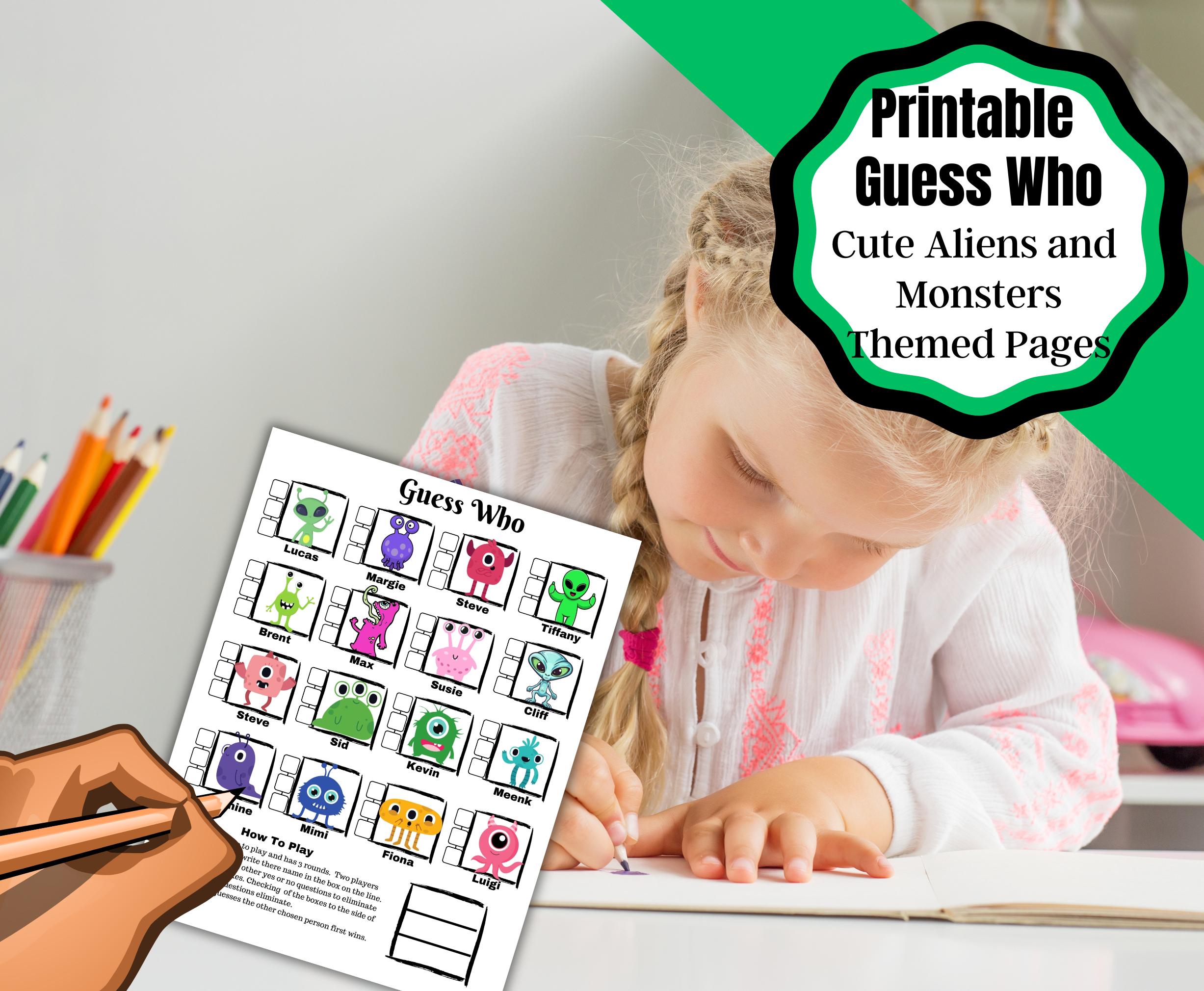 Printable Guess Who Game Pages. Guess Who Cute Aliens and Monsters ...