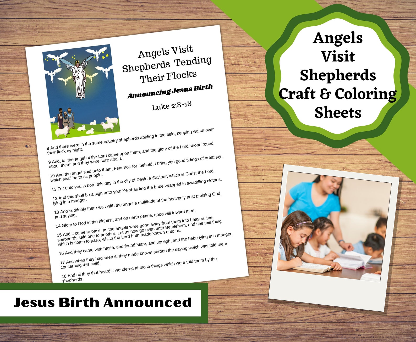 Angels Visit Shepherds Printable Craft, Shepherds Told About Jesus ...