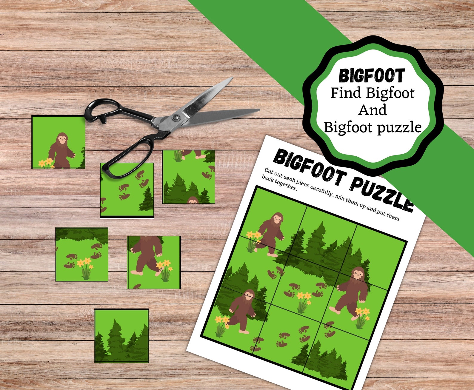 Bigfoot Printable Games, Find the Hidden Bigfoots, and a Cut a Part ...