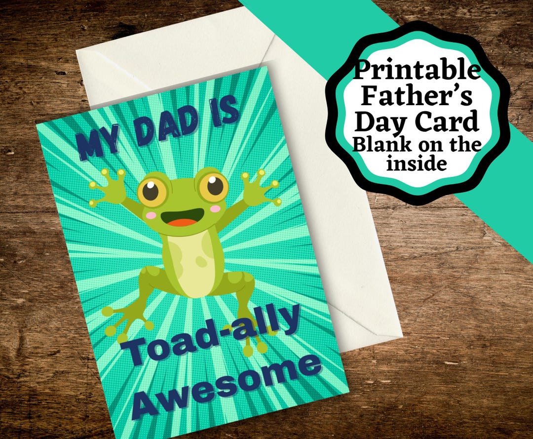 Printable Fathers Day Card With Toad/amphibian Theme. Colorful Blank ...