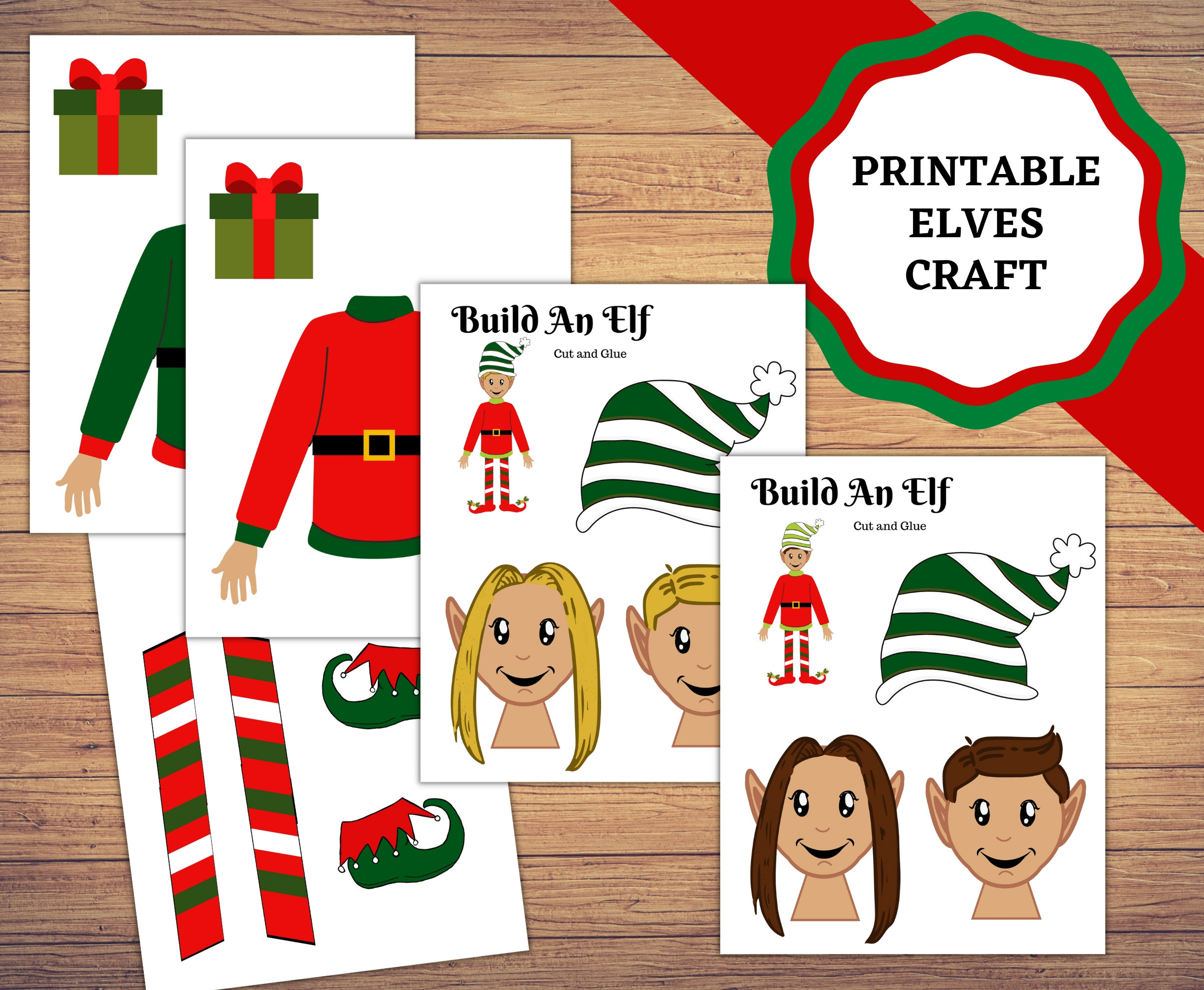 Build an Elf, Printable Christmas Elves Craft. Christmas Elves With ...