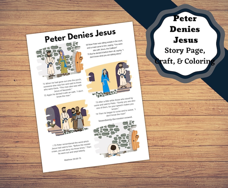 Printable, Peter Denies Jesus. Peter Denies Jesus Three Times Before ...