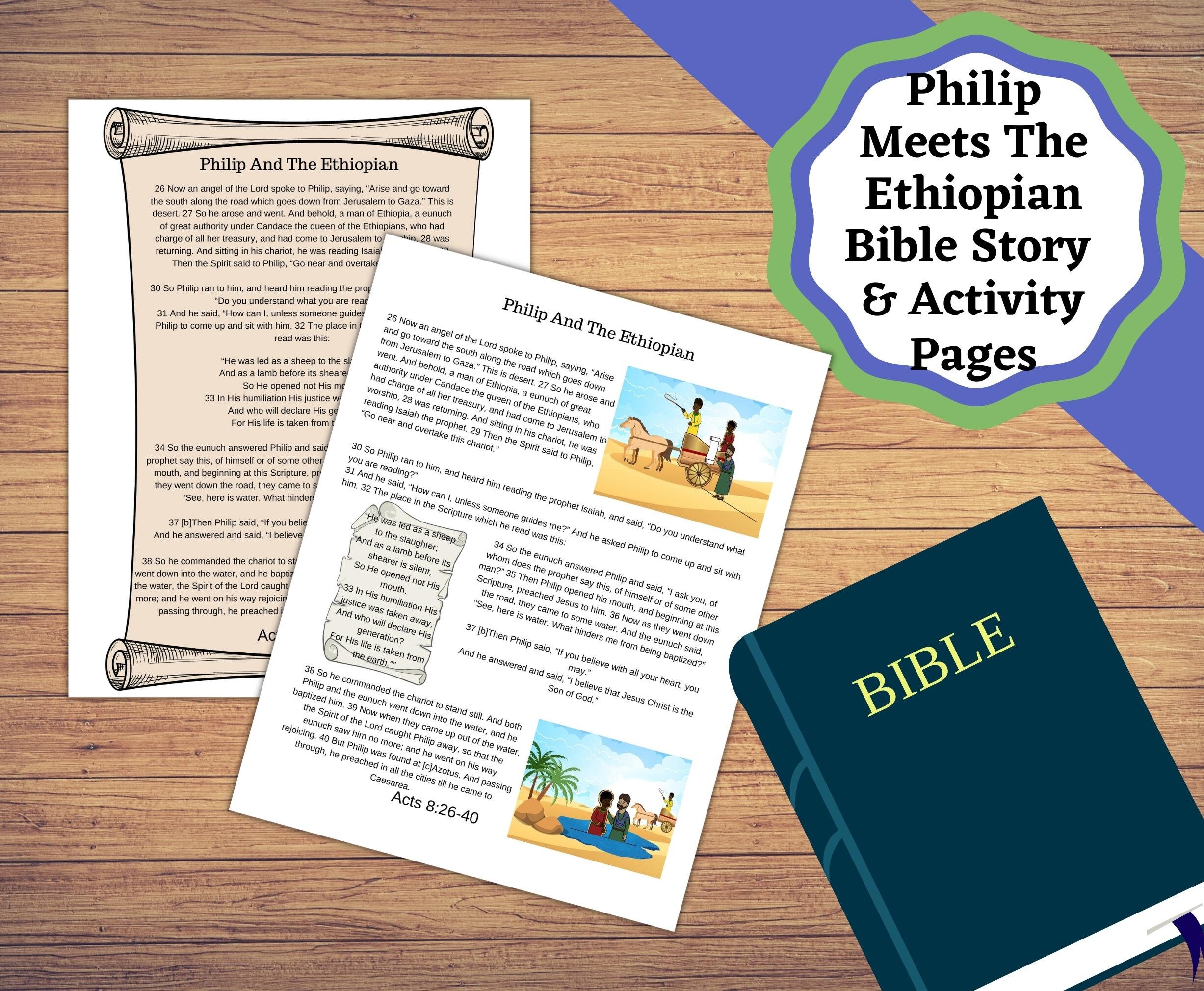 Printable Philip and the Ethiopian, Crafts, Story, Activity, and ...