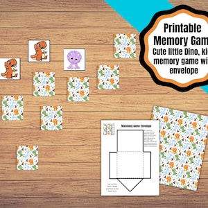 Printable Cute Dino Kids Memory Game. Printable Memory Game for Kids ...