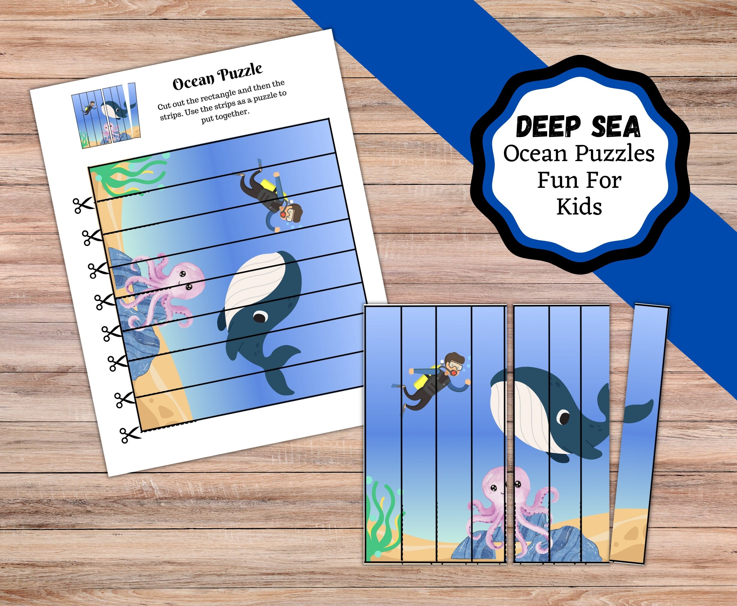Printable Cut Apart Deep Sea Puzzle, Ocean Puzzle for Young Learners ...