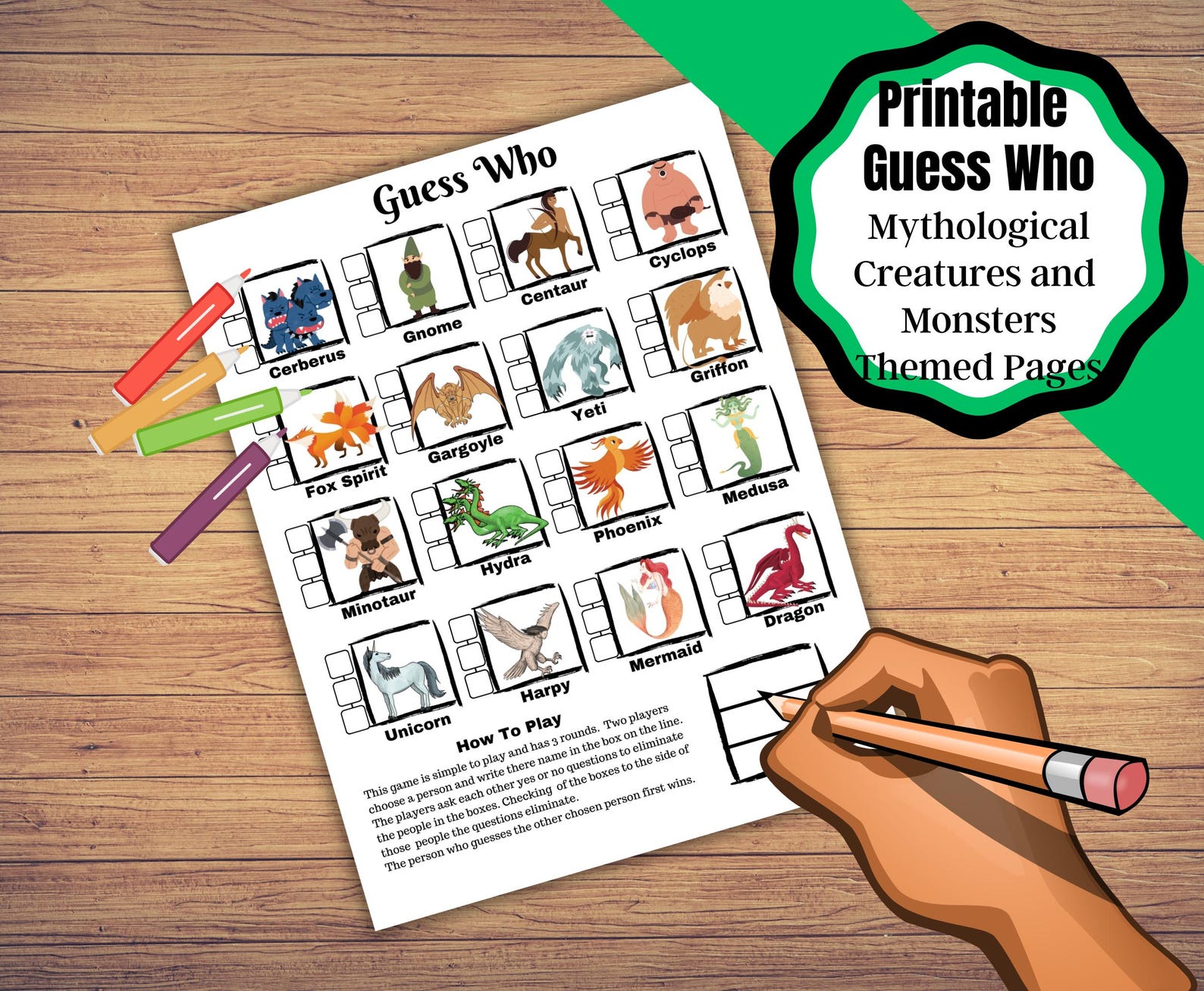 Printable Guess Who Game Pages. Guess Who Mythological Creatures and ...