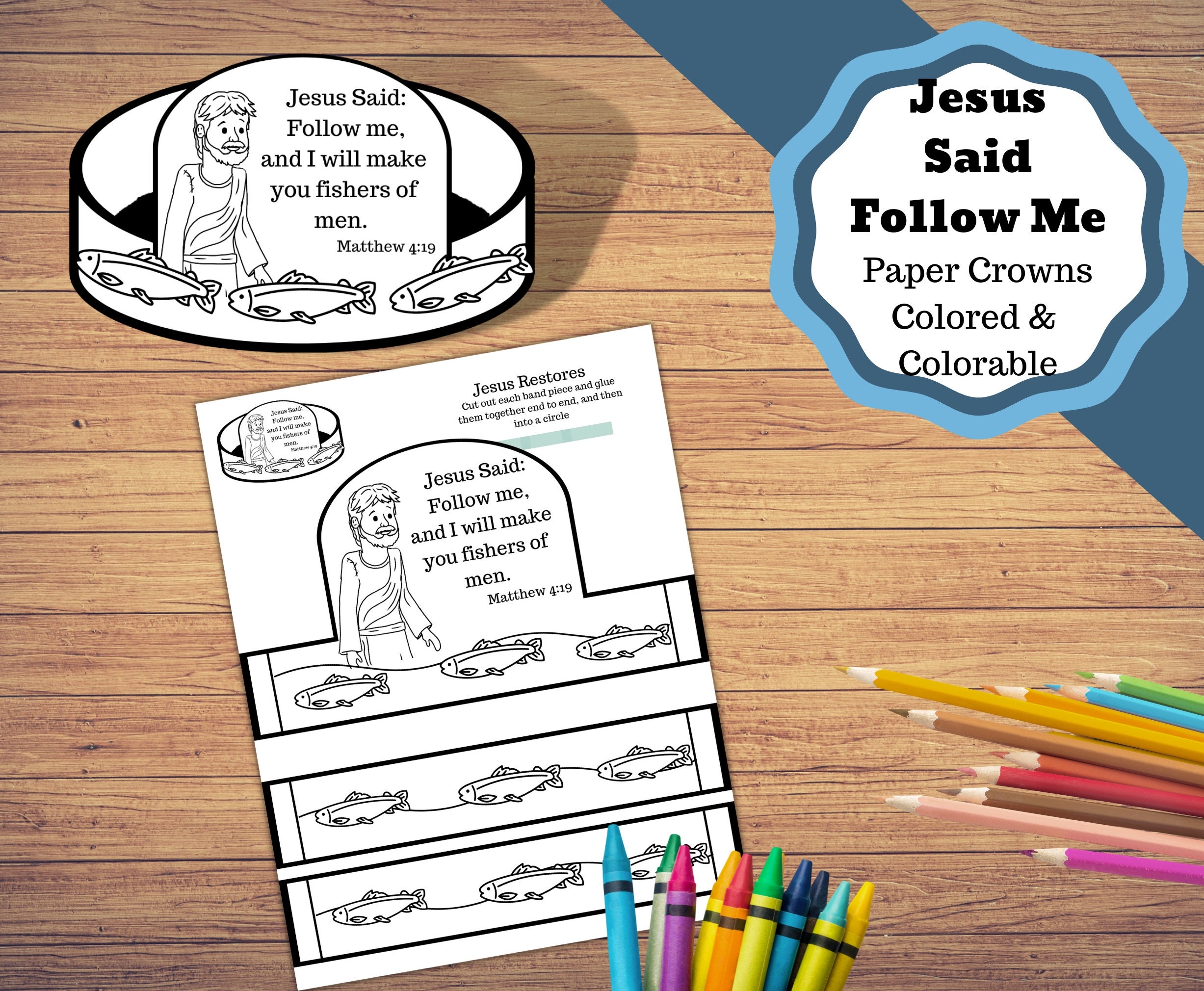 Printable Jesus Said Follow Me, Paper Crowns, Follow Jesus, Fishers of ...