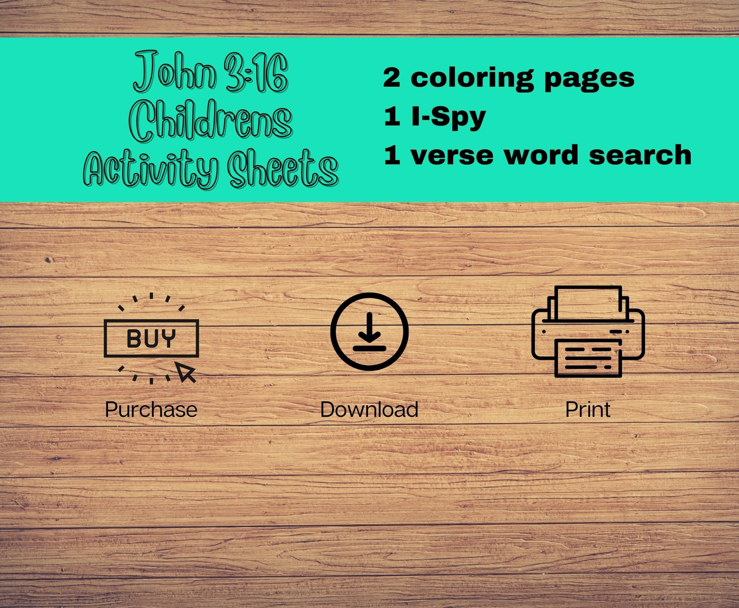 John 3:16 Activity Sheets for Kids Church Lesson Activity - Etsy