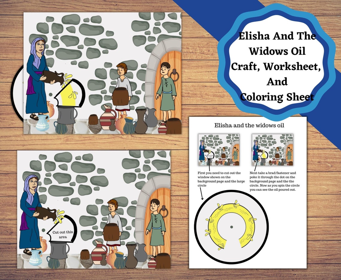 Elisha and the Widow's Oil, Printable Bible Story Pages, Craft, and ...