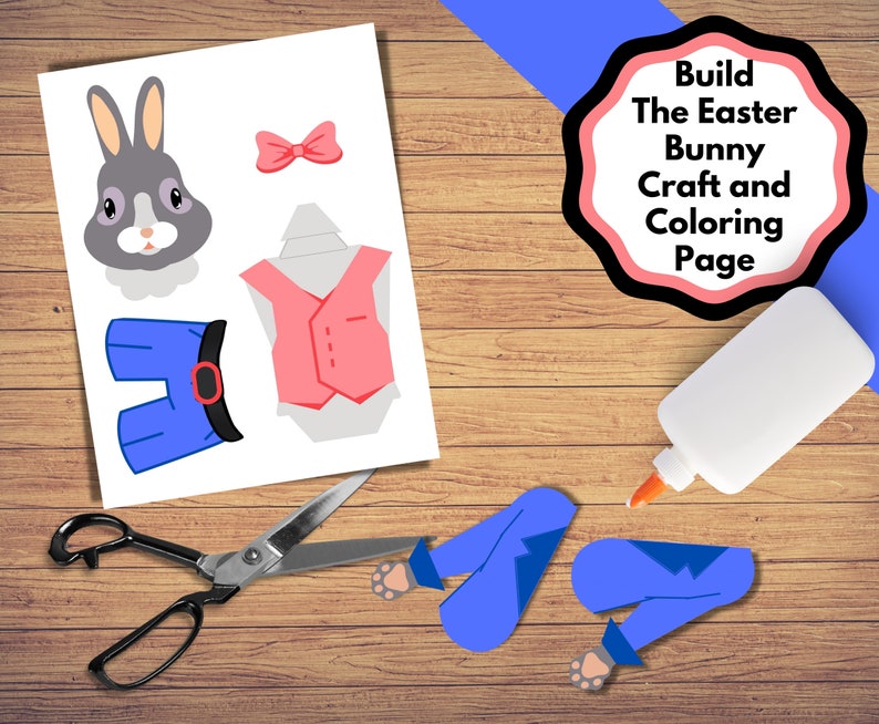 Build Your Own Easter Bunny, Printable Easter Craft and Coloring Page ...