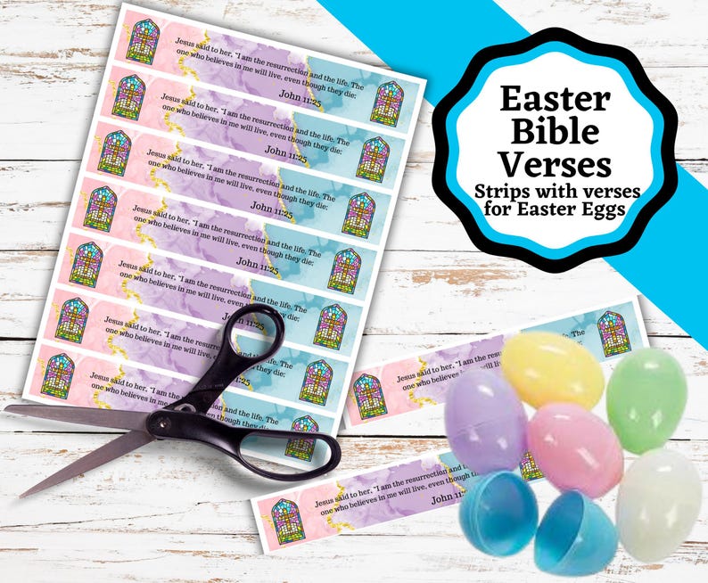 Printable Bible Verses for Easter, Verse Strips for Easter Egg Filling ...