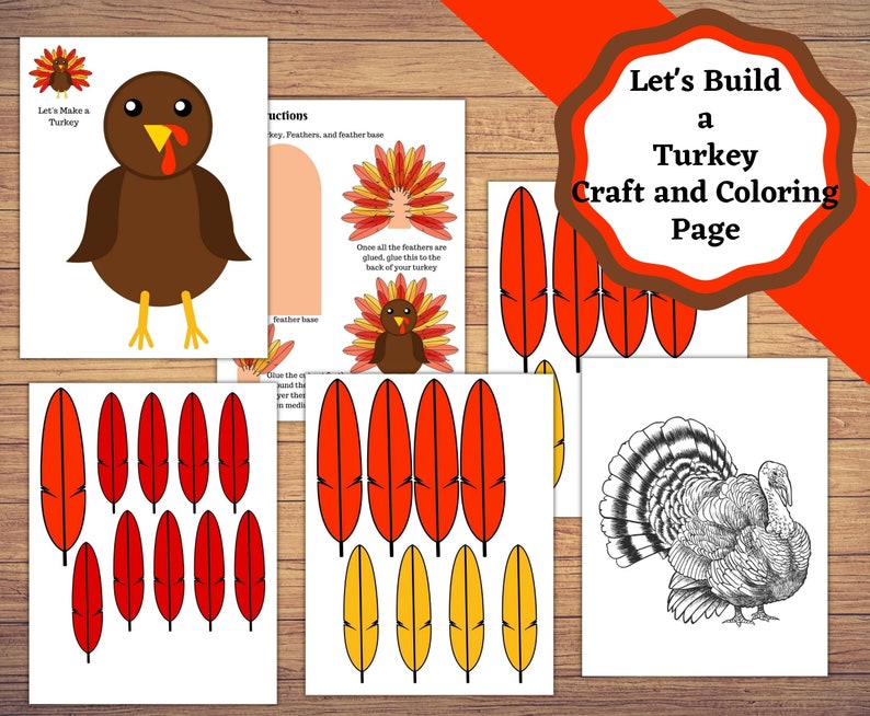 Big Turkey Printable Craft and Coloring Page. Thanksgiving Craft or ...