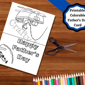 Printable Father's Day Card With Fishing Theme to Be Colored, Great ...